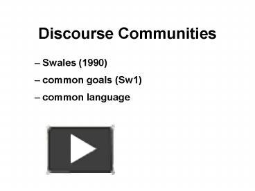 Discourse Communities presentation | free to view