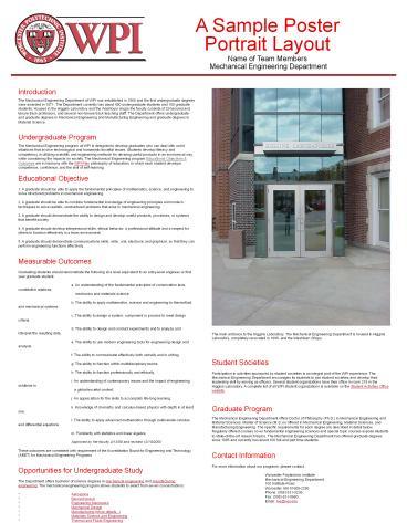 The Mechanical Engineering Department at WPI was established in 1868 ...