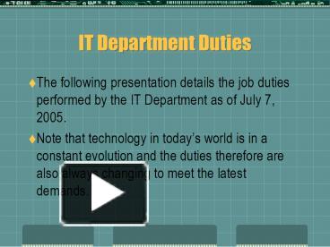 IT Department Duties presentation | free to view