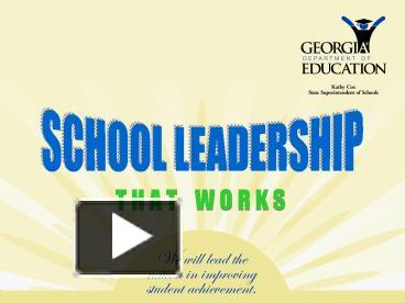 SCHOOL LEADERSHIP presentation | free to view