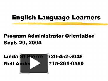 PPT – English Language Learners PowerPoint presentation | free to view ...