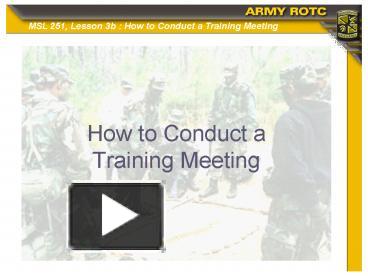 How to Conduct a Training Meeting presentation | free to view