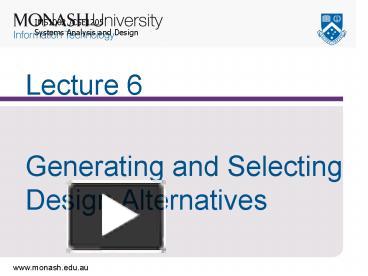 Generating and Selecting Design Alternatives presentation | free to view