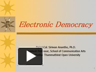 Electronic Democracy presentation | free to view