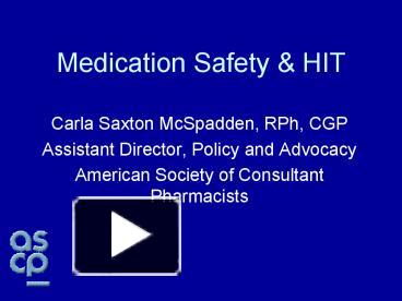 Medication Safety presentation | free to view