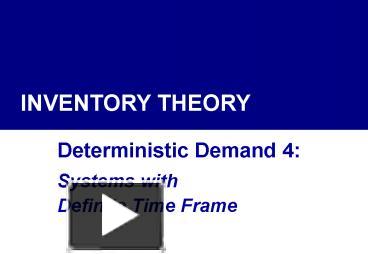 INVENTORY THEORY presentation | free to view