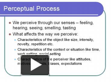 Perceptual Process presentation | free to view