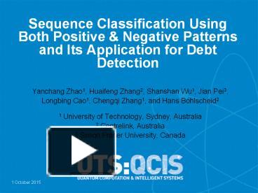 PPT – Sequence Classification Using Both Positive PowerPoint ...