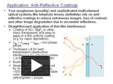 Application: Anti-Reflective Coatings presentation | free to download