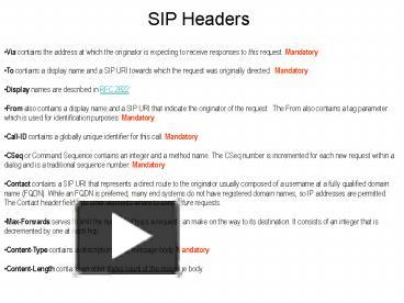 SIP Headers presentation | free to view