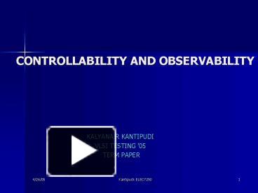 PPT – CONTROLLABILITY AND OBSERVABILITY PowerPoint presentation | free ...