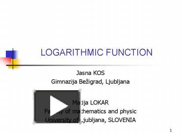 LOGARITHMIC FUNCTION presentation | free to download