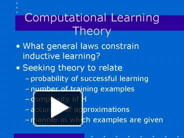 PPT – Computational Learning Theory PowerPoint presentation | free to ...
