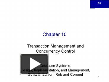 PPT – Transaction Management and Concurrency Control PowerPoint ...