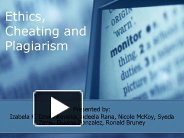 PPT – Ethics, Cheating and Plagiarism PowerPoint presentation | free to ...