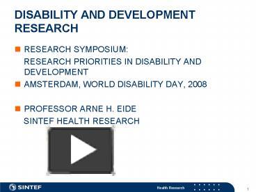 PPT – DISABILITY AND DEVELOPMENT RESEARCH PowerPoint presentation ...