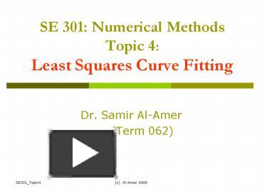 PPT – SE 301: Numerical Methods Topic 4: Least Squares Curve Fitting ...