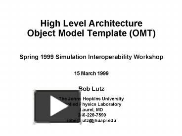 PPT – High Level Architecture Object Model Template OMT PowerPoint ...