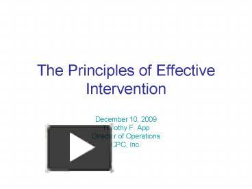 The Principles of Effective Intervention presentation | free to view