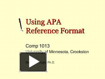 PPT – Using APA Reference Format PowerPoint presentation | free to view ...