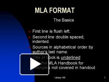 MLA FORMAT presentation | free to view