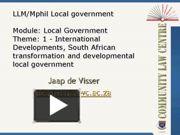 PPT – LLMMphil Local government Module: Local Government Theme: 1 ...