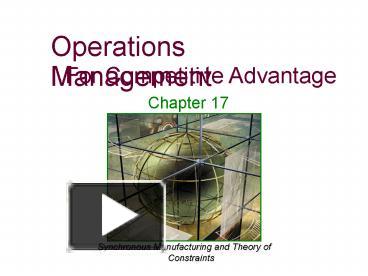 PPT – Production and Operations Management: Manufacturing and Services ...