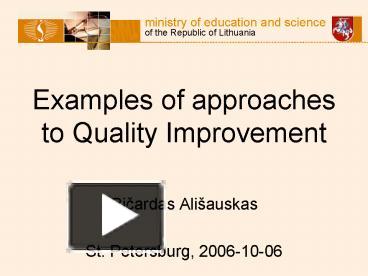 Examples of approaches to Quality Improvement presentation | free to view