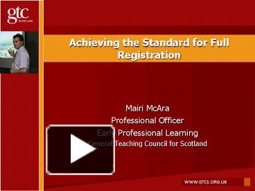 Achieving the Standard for Full Registration presentation | free to view