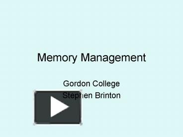 Memory Management presentation | free to download