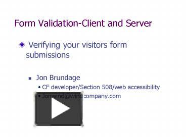 PPT – Form Validation-Client and Server PowerPoint presentation | free ...