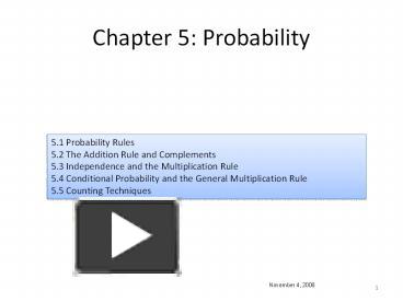 PPT – Chapter 5: Probability PowerPoint presentation | free to download ...