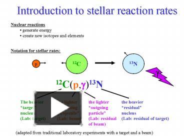 PPT – Introduction to stellar reaction rates PowerPoint presentation ...