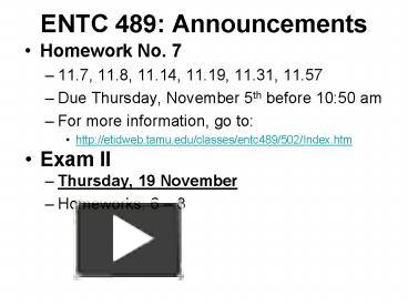 PPT – ENTC 489: Announcements PowerPoint presentation | free to view ...