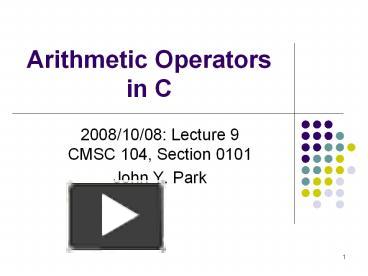 Arithmetic Operators in C presentation | free to view