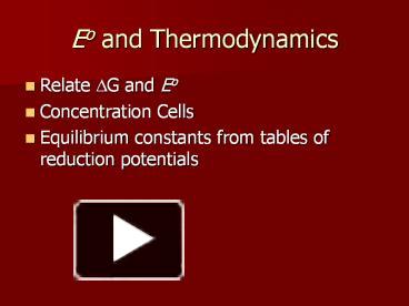 PPT – Eo and Thermodynamics PowerPoint presentation | free to view - id ...