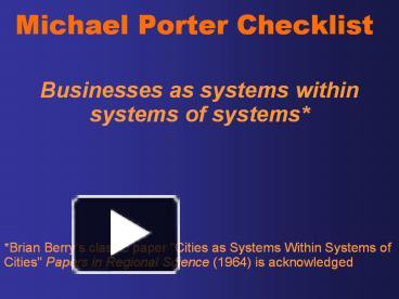 PPT – Michael Porter Checklist PowerPoint presentation | free to view ...