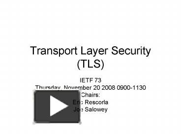 Transport Layer Security (TLS) presentation | free to download