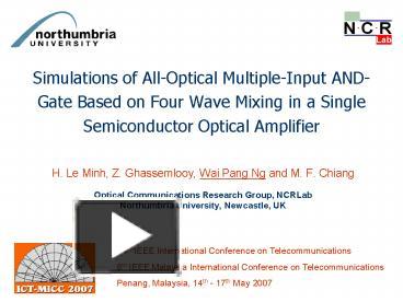 PPT – Simulations of All-Optical Multiple-Input AND-Gate Based on Four ...