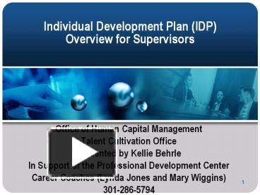 Individual Development Plan (IDP) Overview for Supervisors presentation ...