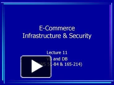 ECommerce Infrastructure presentation | free to view