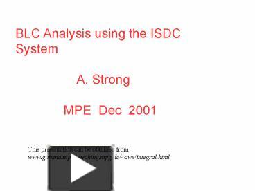 BLC Analysis using the ISDC System presentation | free to download