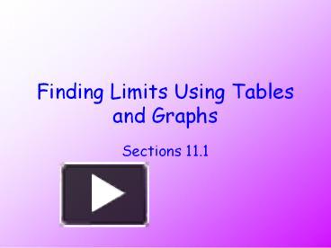 PPT – Finding Limits Using Tables and Graphs PowerPoint presentation ...