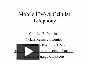 Mobile IPv6 presentation | free to download