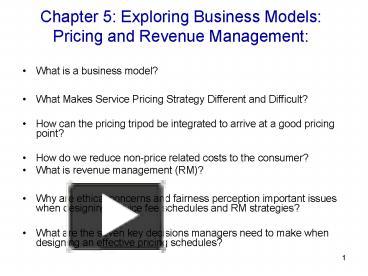 Chapter 5: Exploring Business Models: Pricing and Revenue Management ...