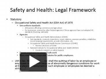 Safety and Health: Legal Framework presentation | free to download