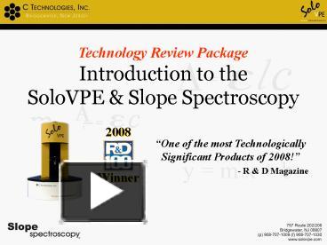 Technology Review Package Introduction to the SoloVPE presentation ...