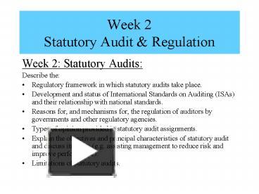 Week 2 Statutory Audit presentation | free to view