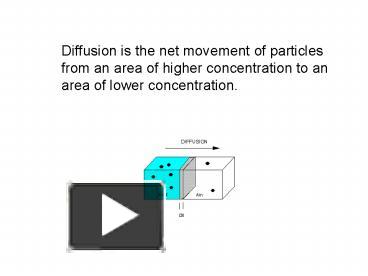 Diffusion is the net movement of particles from an area of higher ...