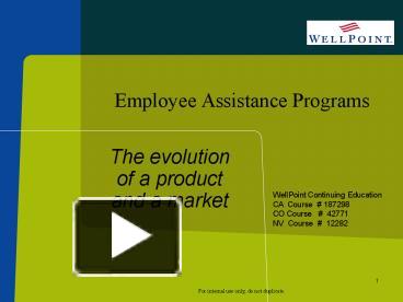 Employee Assistance Programs presentation | free to view